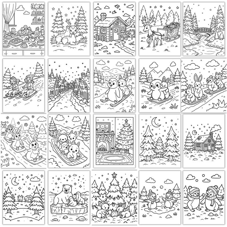200+ Christmas Coloring Pages, Winter Activity Bundle (PDF) - Etsy