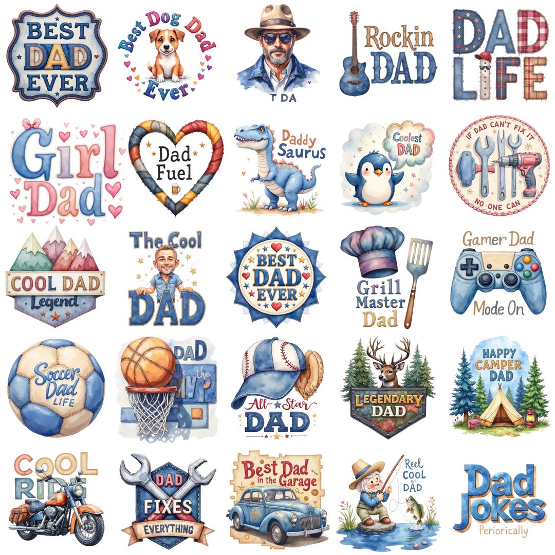 30+ Fathers Day Quotes Clipart PNG Bundle, Dad PNG Graphics, Super Dad ...