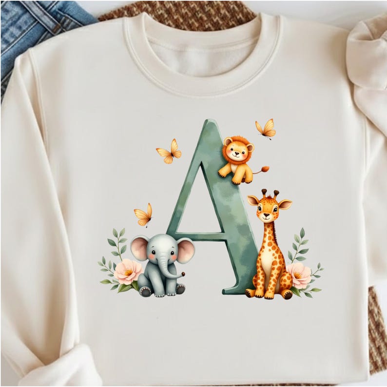 Animal Alphabet PNG Bundle, Cute ABC Letter & Number, Watercolor ...