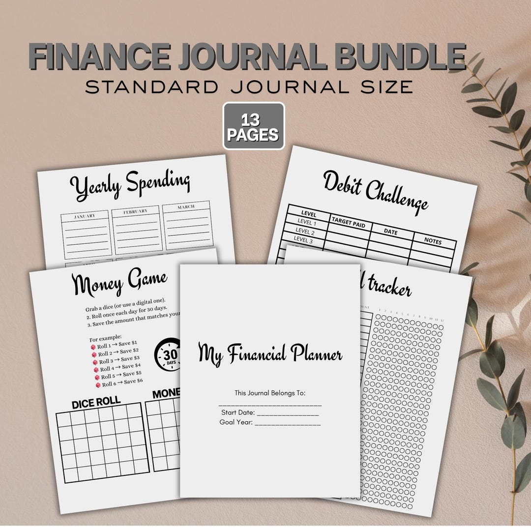 Finance Journal Bundle, Savings Planner PDF, 13 Printable Pages - Etsy