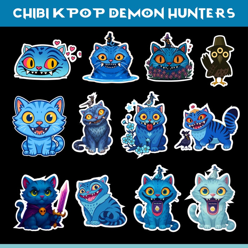 Kpop Demon Hunters Tiger PNG Clipart Bundle, Anime Cat, Kawaii Tiger ...