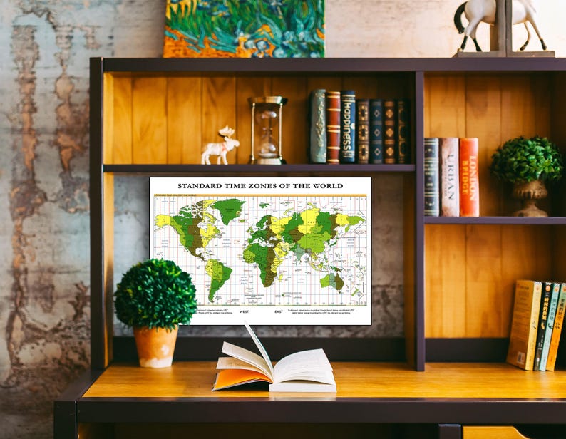 World Map Time Zones Printable Poster (instant Digital Download) - Etsy
