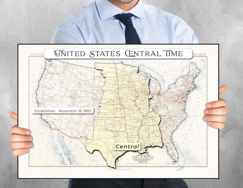 USA Central Time Zone Map Printable Poster. (instant Digital Download ...