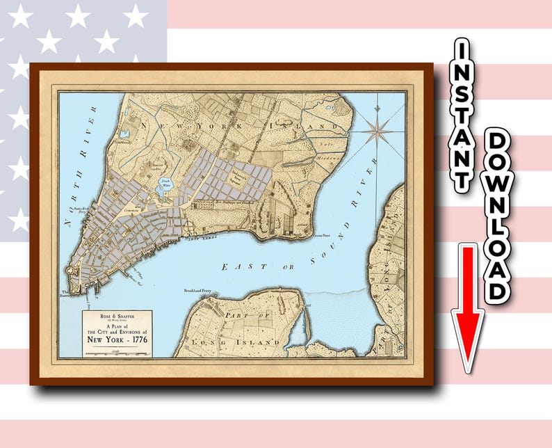 1776 Vintage New York City Map (instant Download) - Etsy