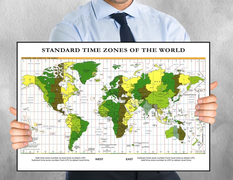 World Map Time Zones Printable Poster (instant Digital Download) - Etsy