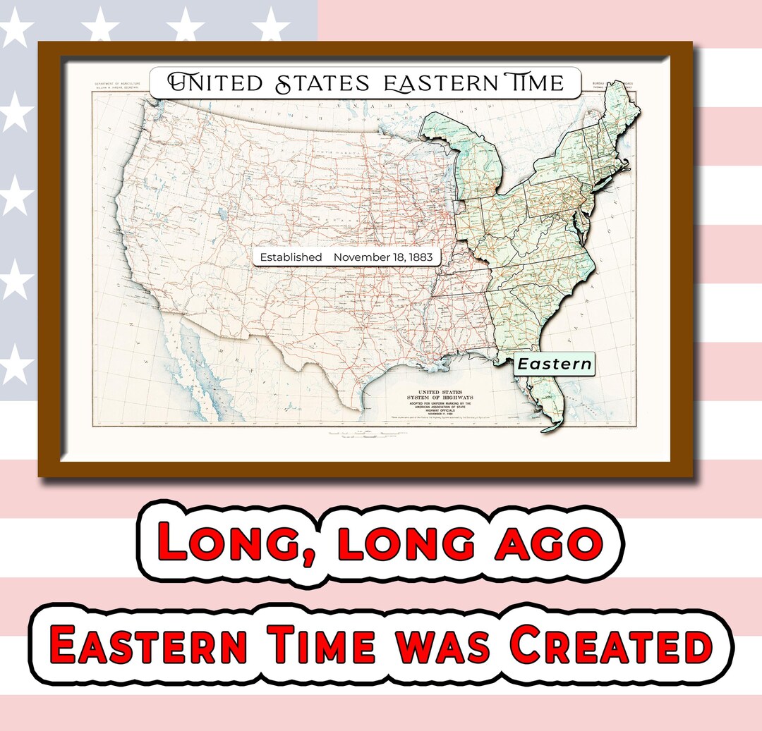 USA Eastern Time Zone Map Printable Poster. (instant Digital Download ...