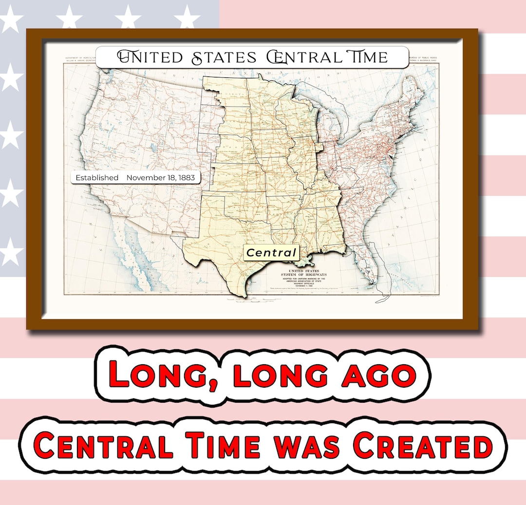 USA Central Time Zone Map Printable Poster. (instant Digital Download ...