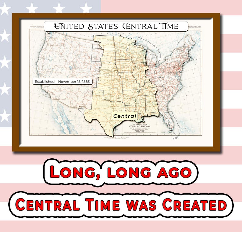 USA Central Time Zone Map Printable Poster. (instant Digital Download ...