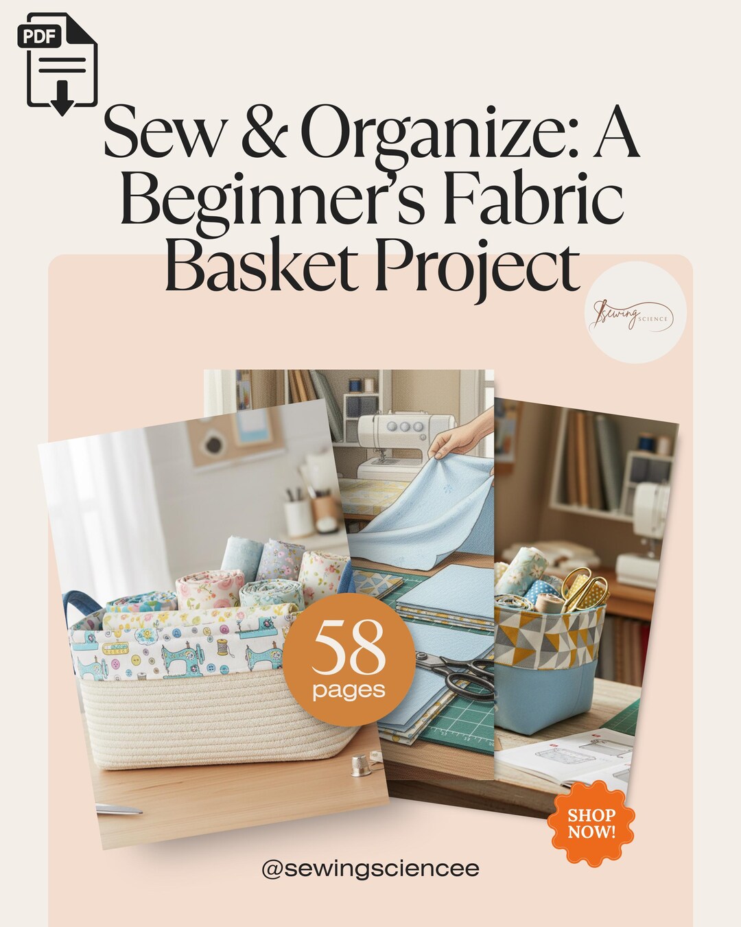 Fabric Storage Basket Sewing Pattern | Easy Beginner PDF Tutorial - Etsy