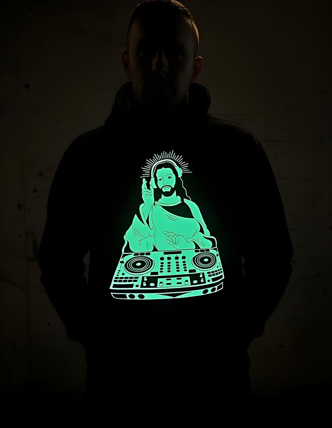 Glow in the Dark UV DJ JESUS Rave Party Hoodie - Etsy