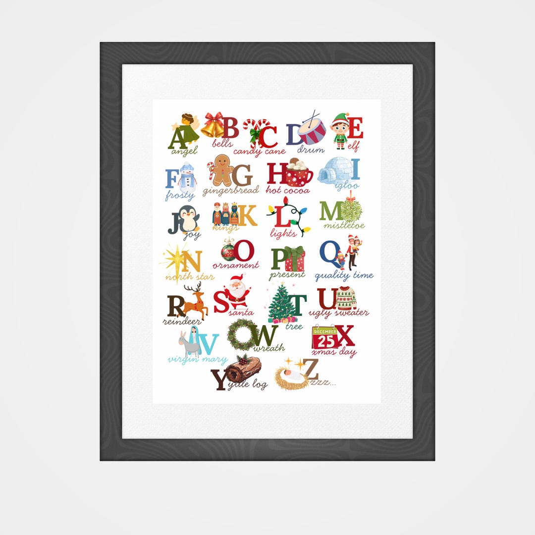 Christmas Alphabet Poster: Festive ABC Wall Art (digital Download) - Etsy
