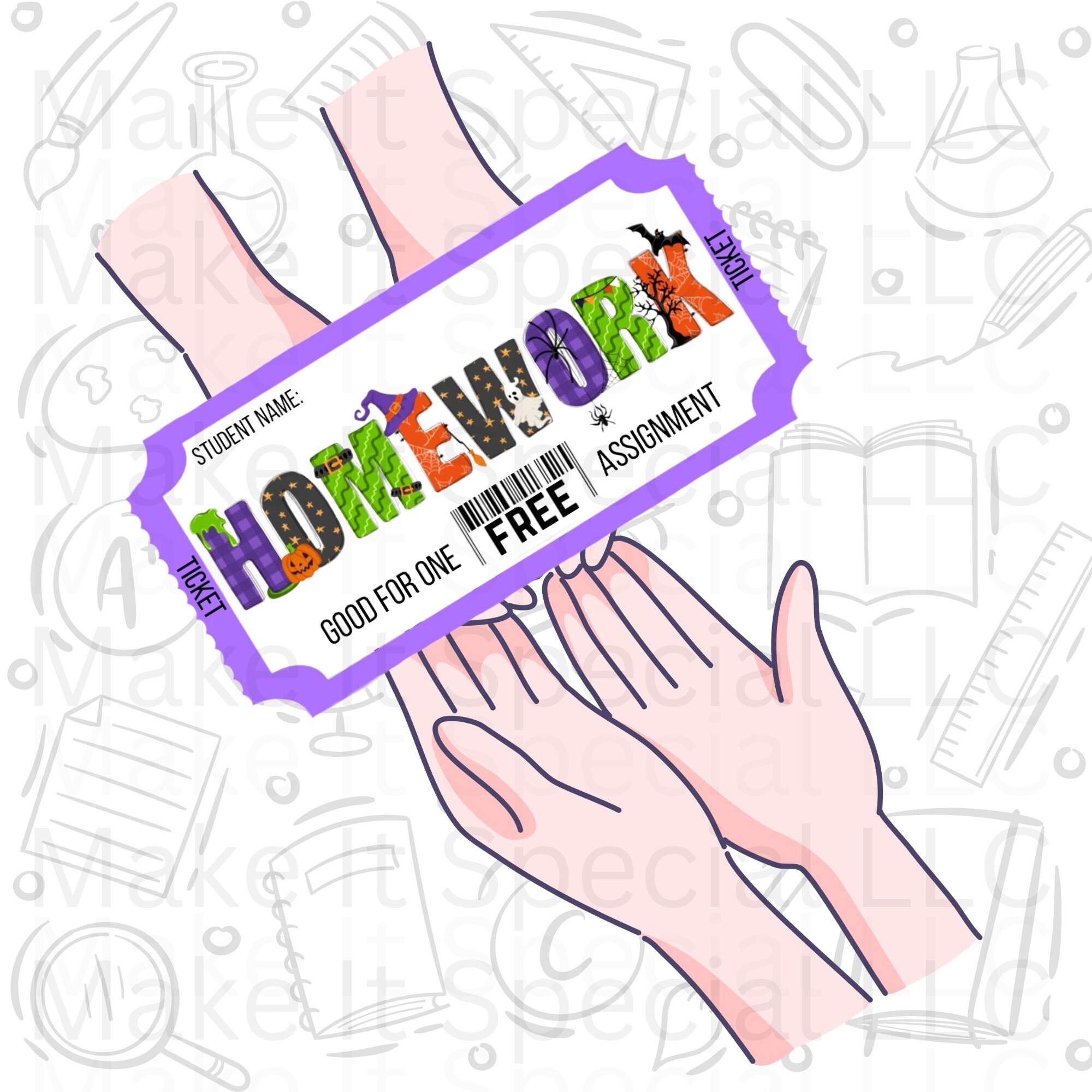 BUNDLE Free Homework Pass Teacher Gifts Box Homework Coupon Digital ...