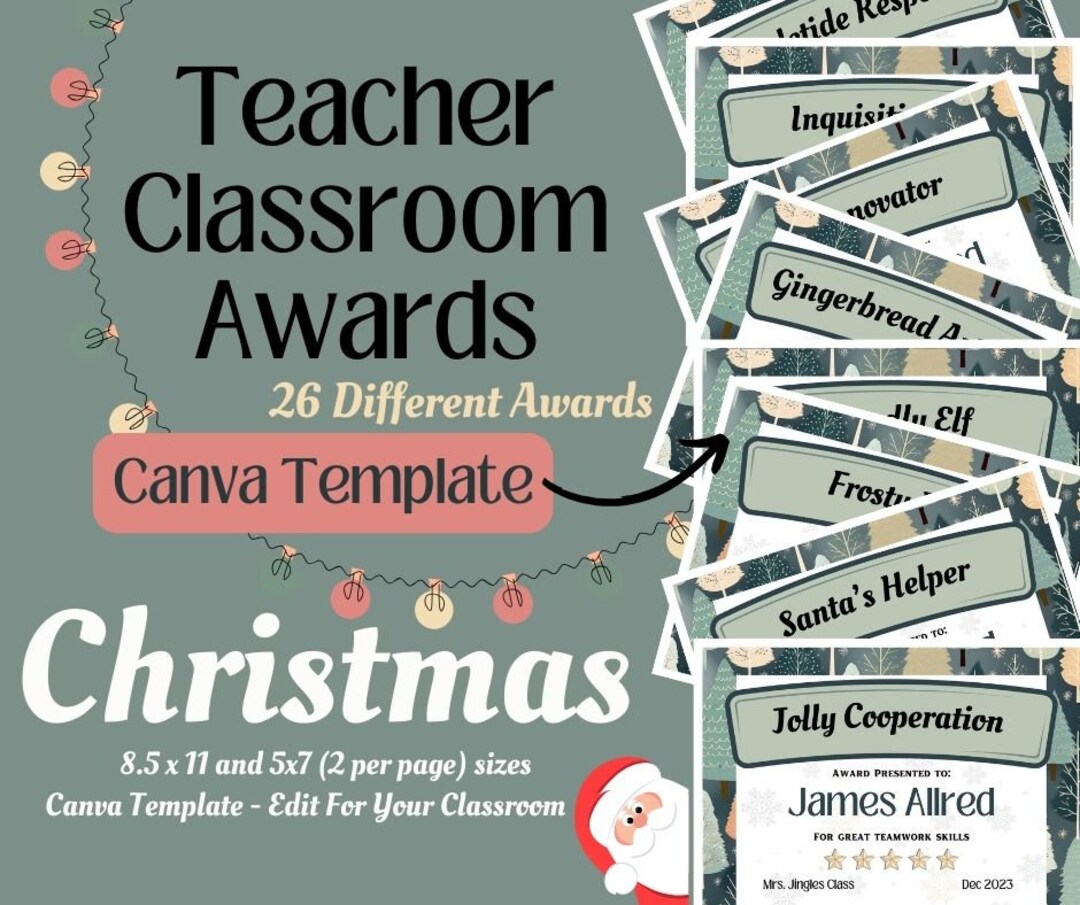 Christmas Classroom Awards Template | Printable Teacher Certificates ...