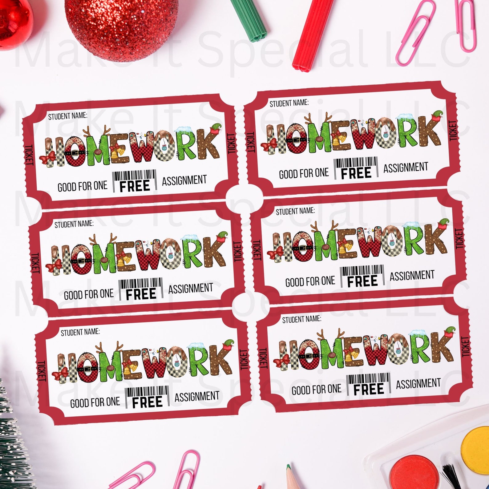 Free Homework Pass | Teacher Gifts Box | Homework Coupon | Digital ...