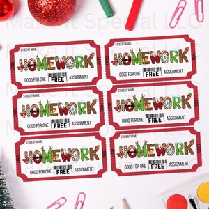 Free Homework Pass Teacher Gifts Box Homework Coupon Digital Teacher ...