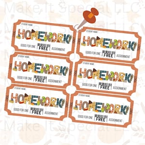 Thanksgiving Free Homework Pass | Teacher Gifts Box | Homework Coupon ...