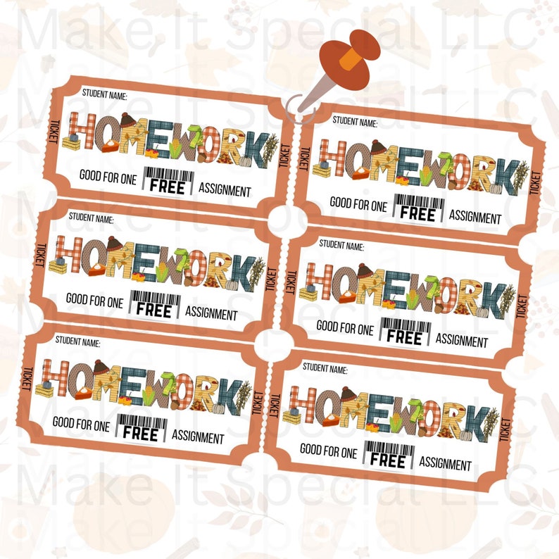 Thanksgiving Free Homework Pass | Teacher Gifts Box | Homework Coupon ...