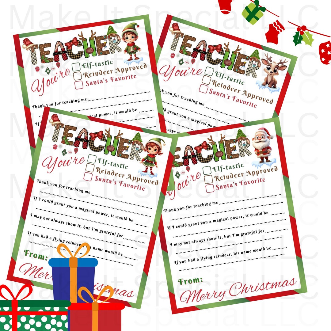 Teacher Appreciation Printable Teacher Christmas Gifts Teacher ...