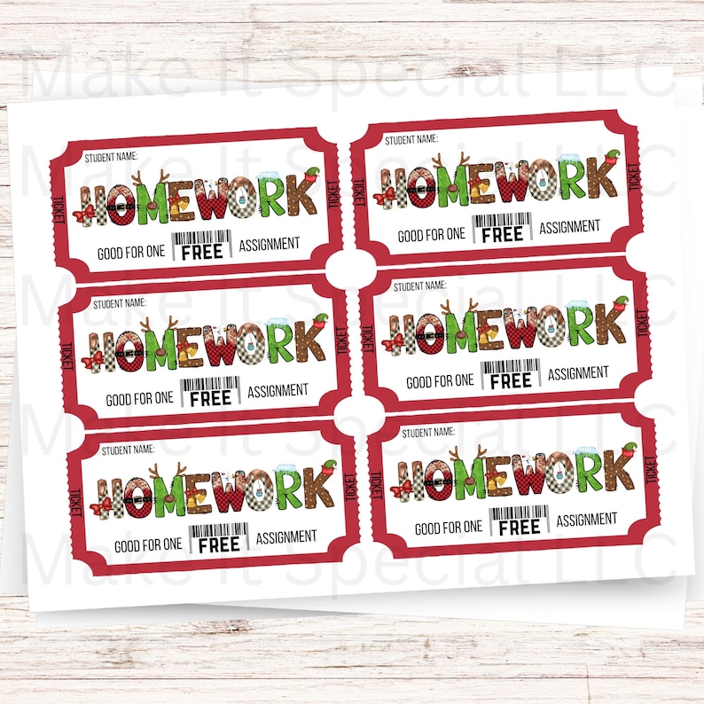 Free Homework Pass | Teacher Gifts Box | Homework Coupon | Digital ...