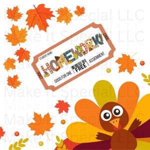 Thanksgiving Free Homework Pass | Teacher Gifts Box | Homework Coupon ...