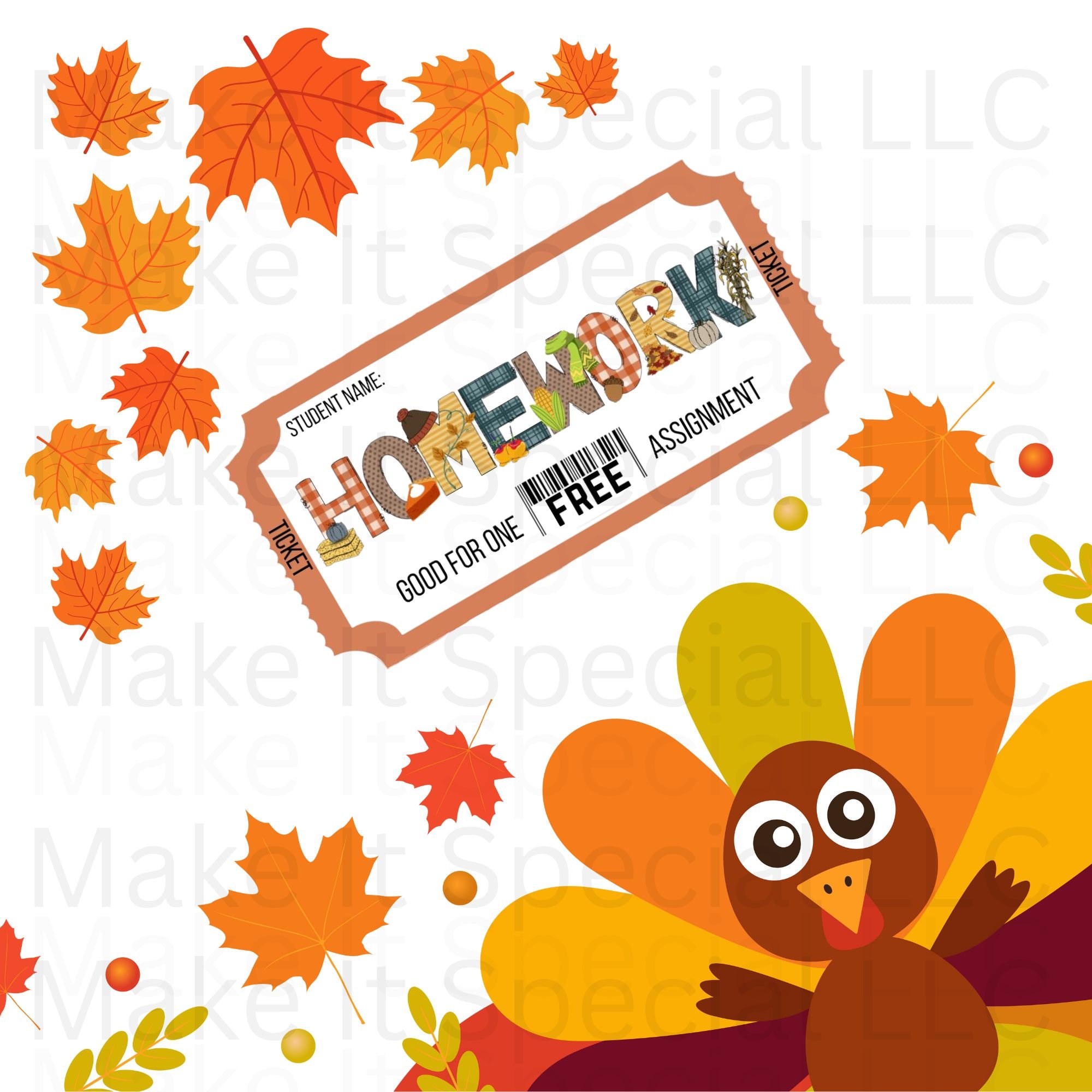 Thanksgiving Free Homework Pass | Teacher Gifts Box | Homework Coupon ...