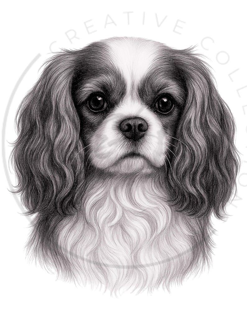 Cavalier King Charles Blenheim Art Print | Dog Portrait (digital ...
