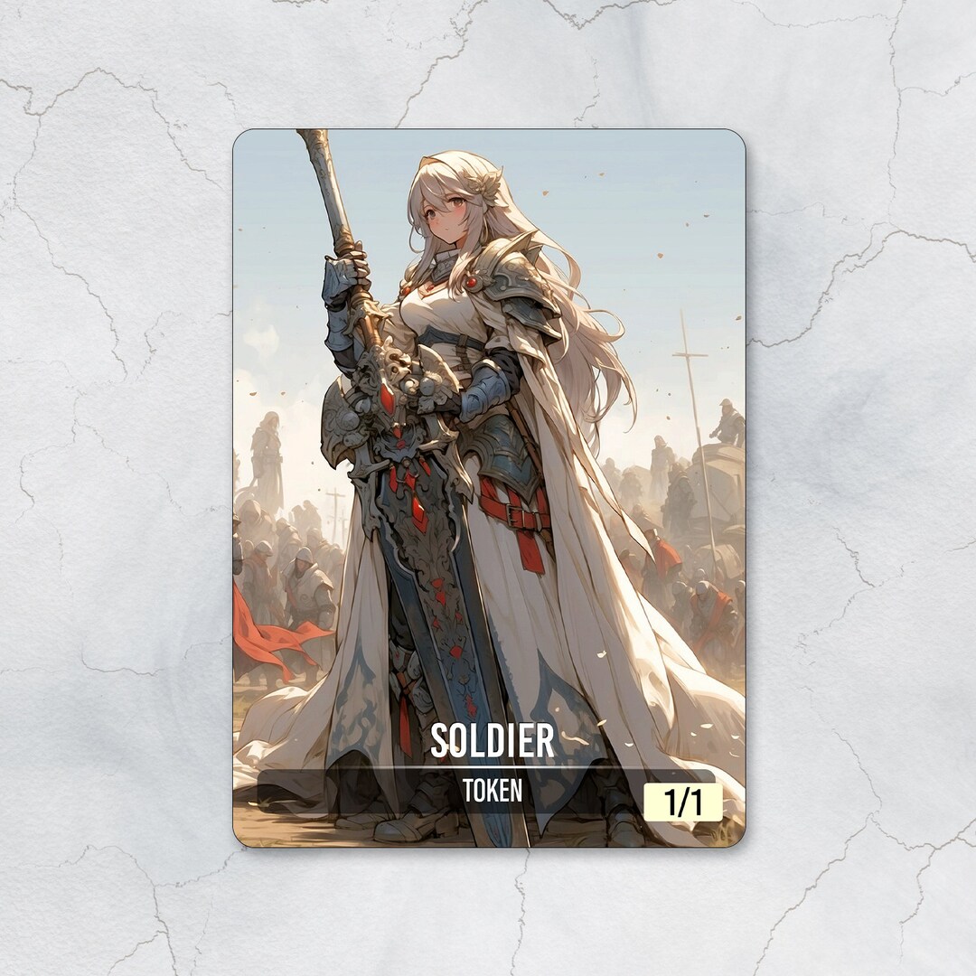 SOLDIER Token 1/1 White and Blue, Custom Art Token Anime Style Radiant ...