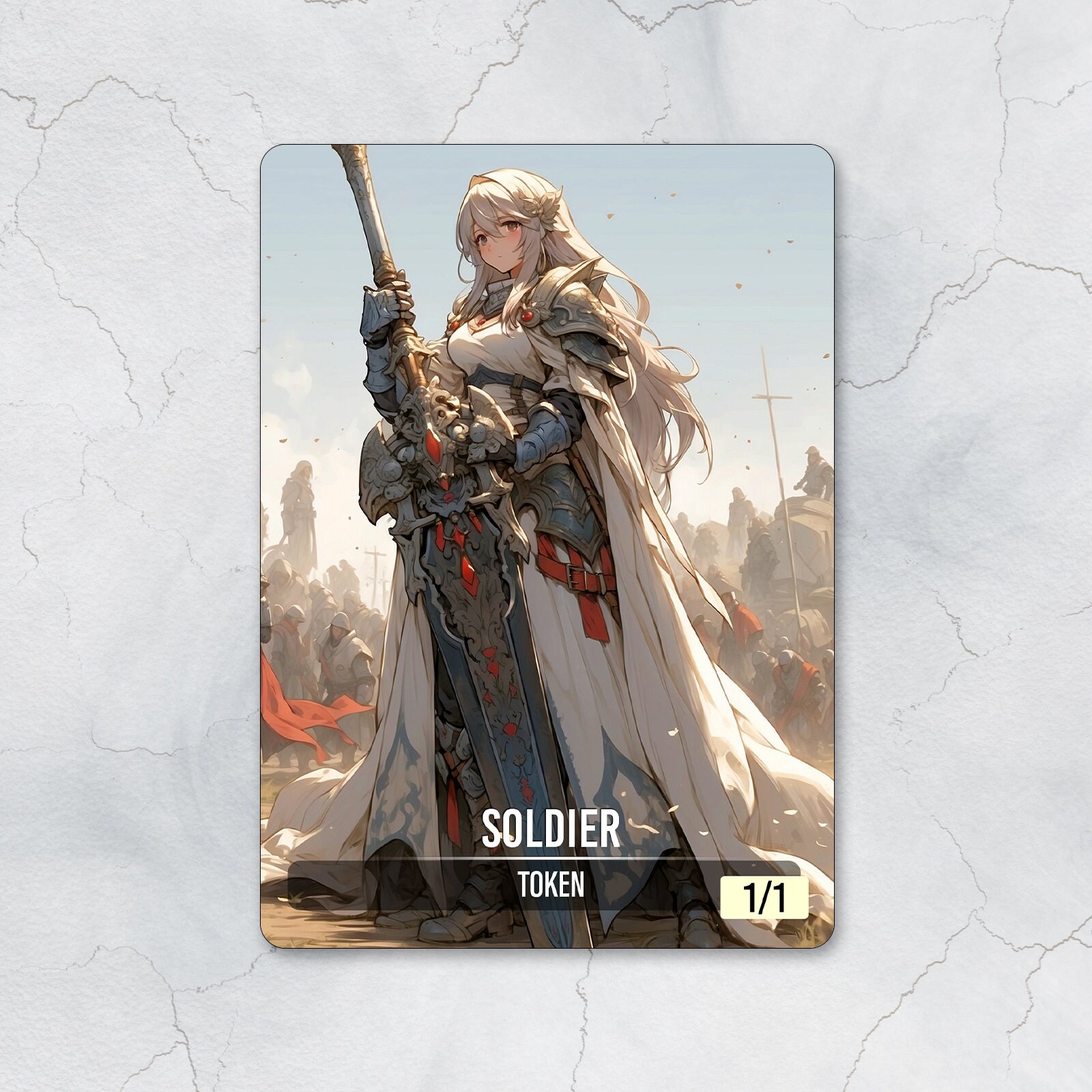 SOLDIER Token 1/1 White and Blue, Custom Art Token Anime Style Radiant ...