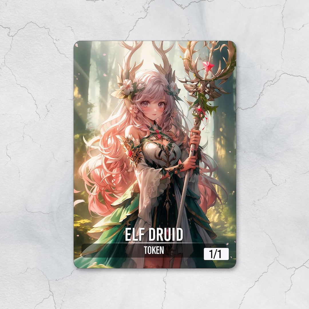 Elf Druid Token Green Custom Art Token Anime Style Serene Elf Druid ...