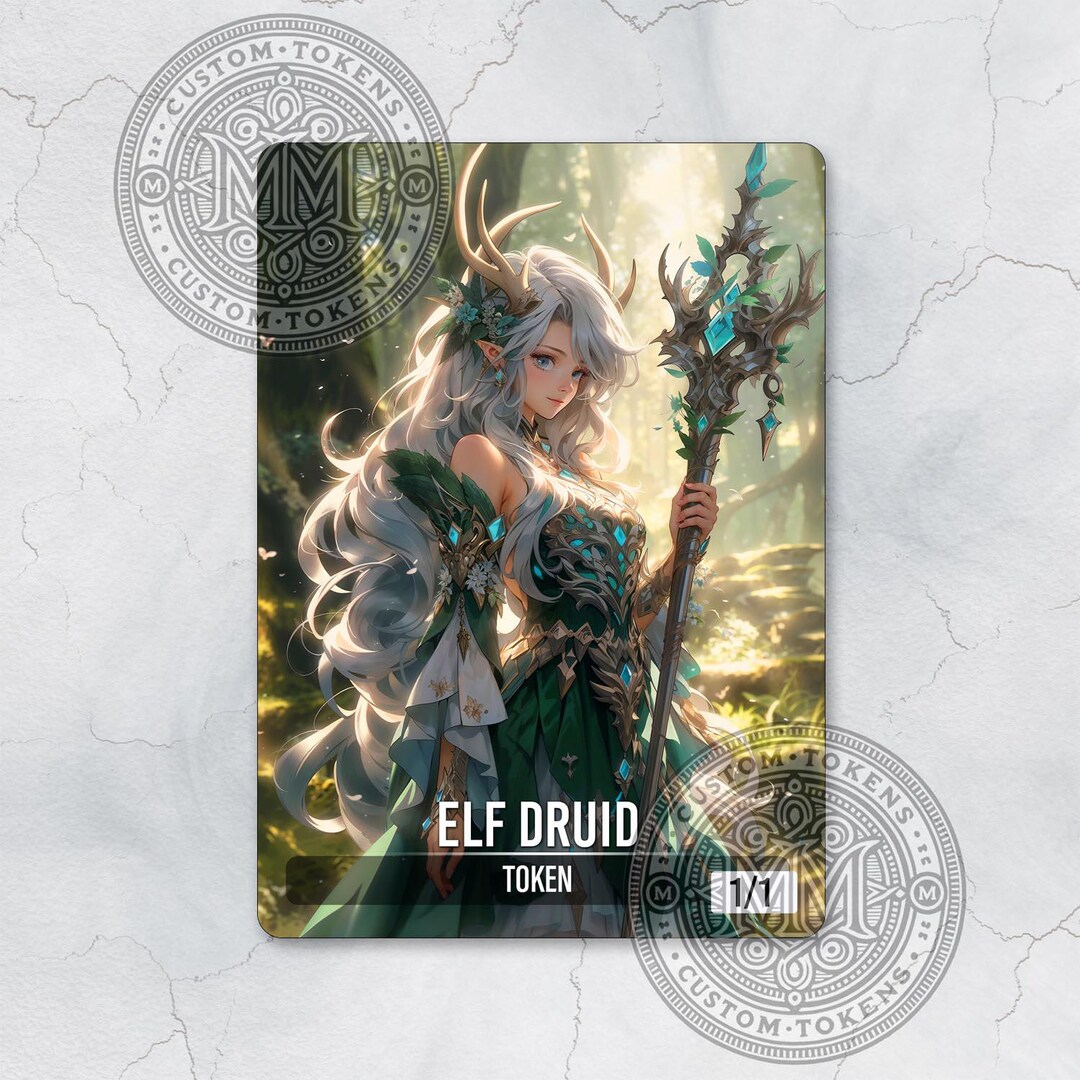 Elf Druid Token - Green - Custom Art Token - Anime Style - Enchanting ...