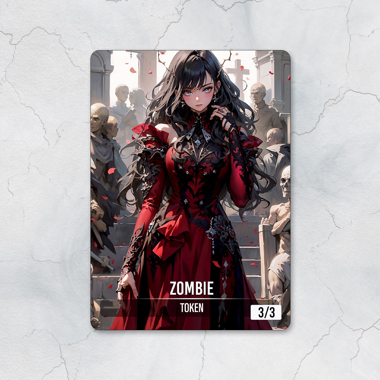 ZOMBIE Token 3/3 Custom Art Token Anime Style Zombified Elegance ...