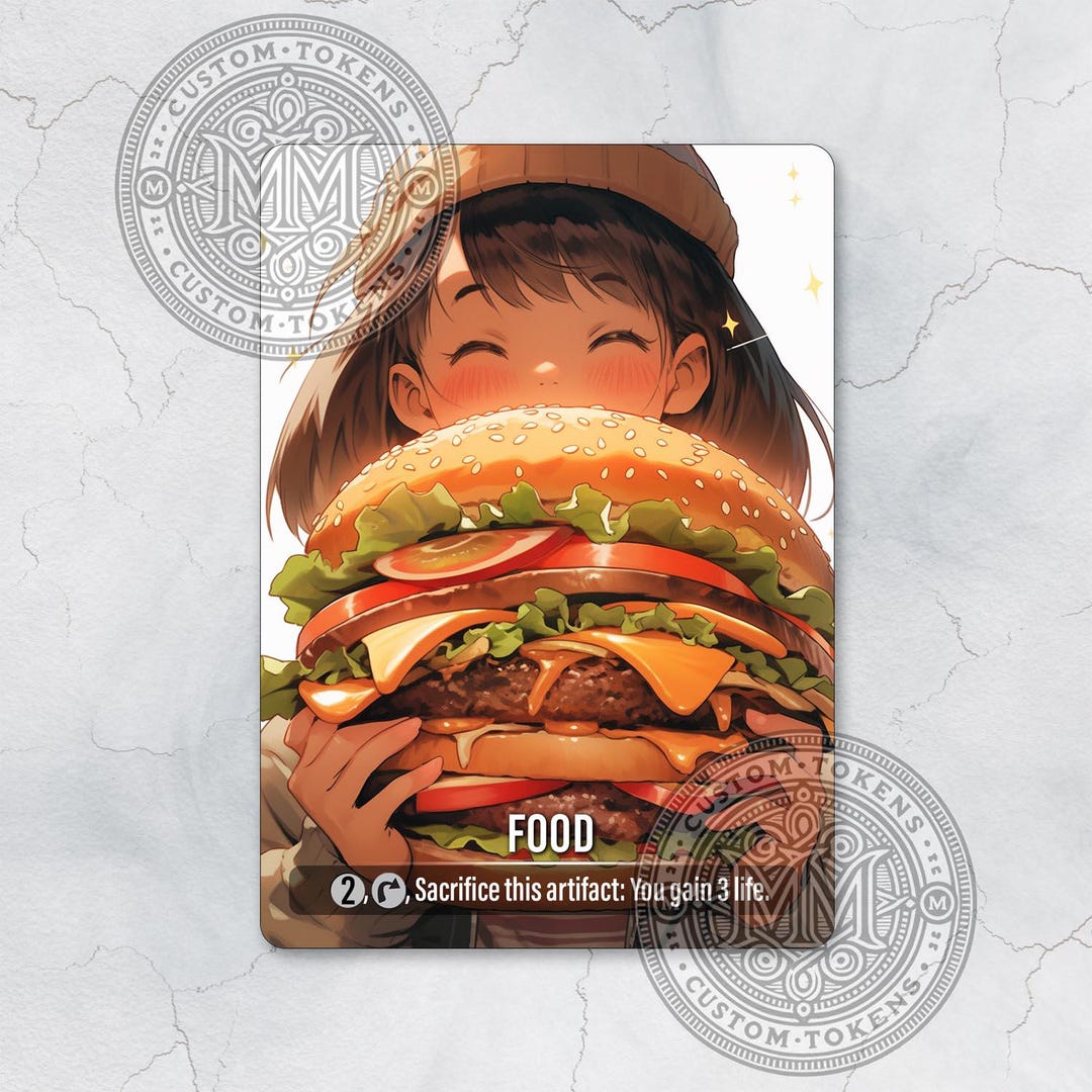 FOOD Token - Custom Art Token - Anime Style - the Big Burger - Etsy
