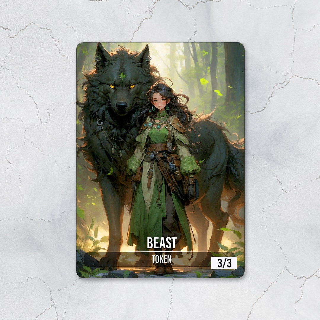 BEAST Token GREEN Custom Art Token Anime Style Elegant Lady and Her ...