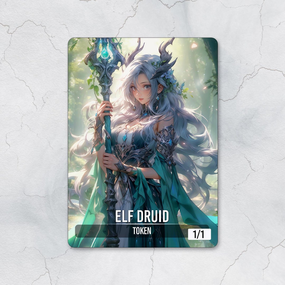 Ficha de druida elfo Verde Ficha de arte personalizada Estilo anime ...