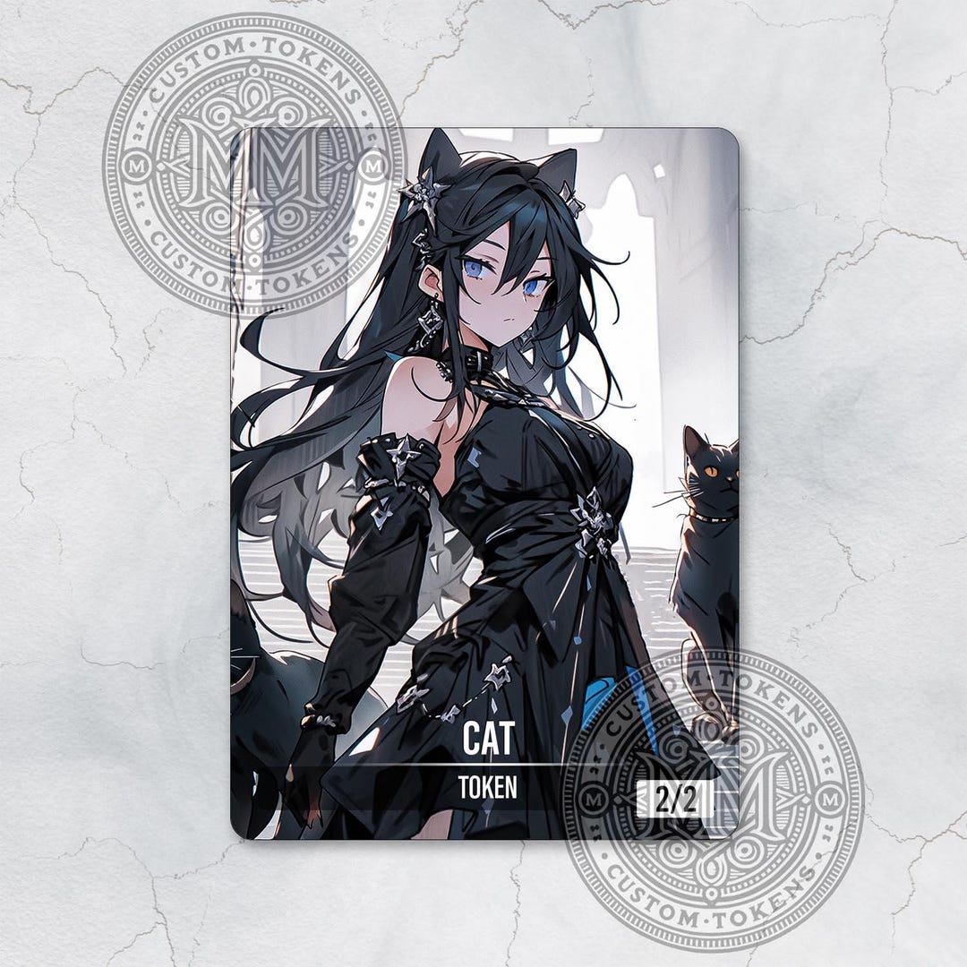 CAT Token 2/2 - Custom Art Token - Anime Style - Glamorous Obsidian Cat ...
