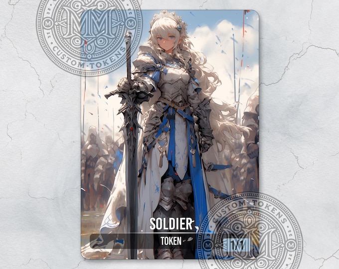 SOLDIER Token 1/1 - White and Blue, Custom Art Token - Anime Style ...
