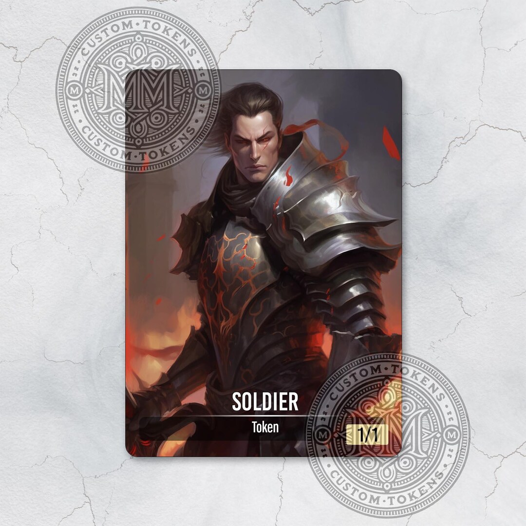 SOLDIER Token - Green - Custom Art Token - Anime Style - Armored Knight ...