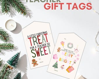 Printable Teacher Christmas Gift Tags | Holiday Treat Tags (digital ...