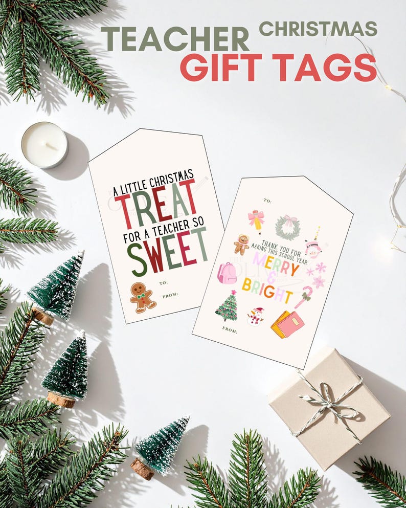 Printable Teacher Christmas Gift Tags | Holiday Treat Tags (digital ...