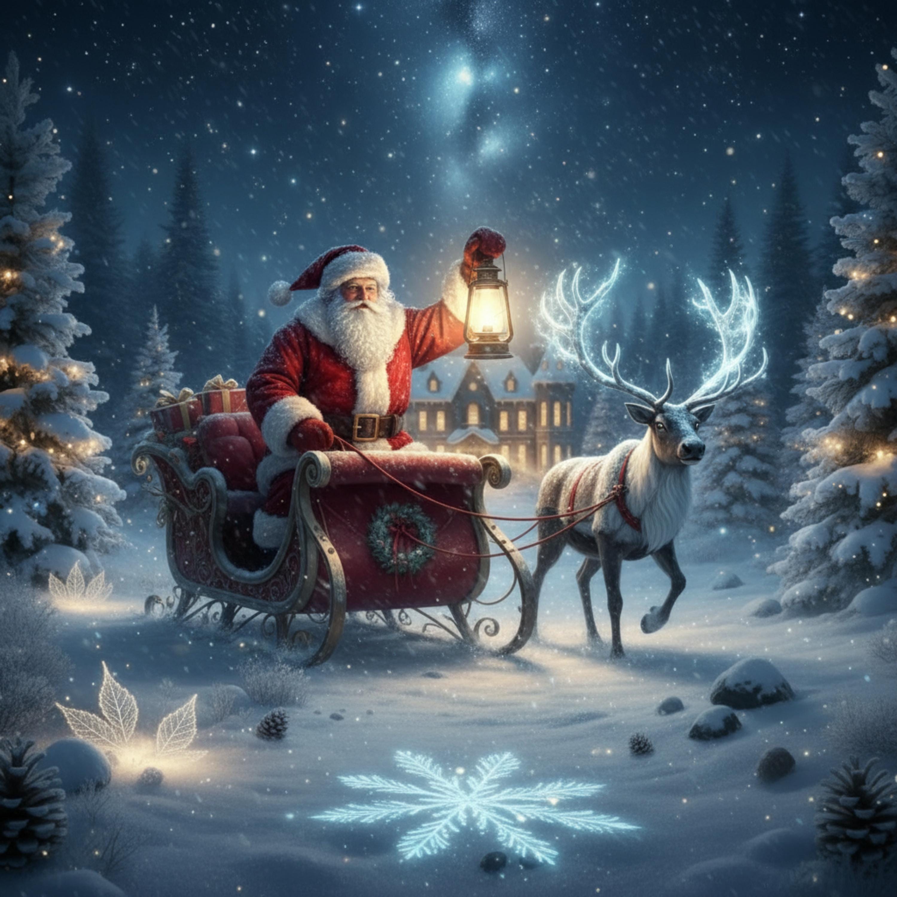 Santa Sleigh and Reindeer Clipart, Christmas PNG Bundle, Winter Holiday ...