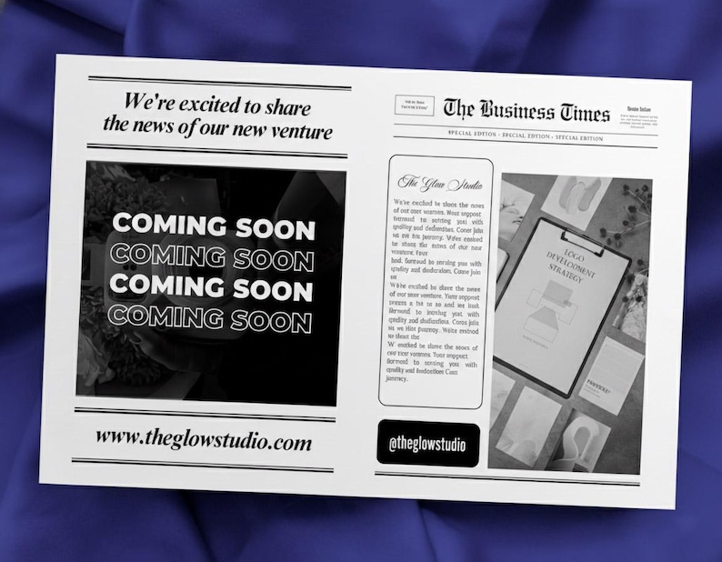 Editable Newspaper Template for Business Launch Announcement, Printable ...