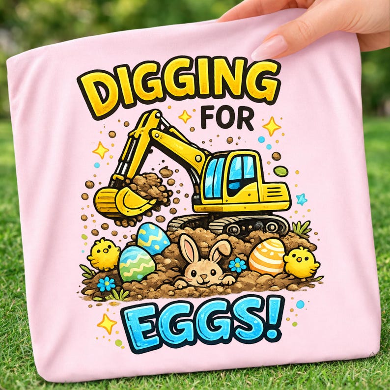 Digging for Eggs Easter PNG SVG DXF, Excavator Easter Shirt Design ...
