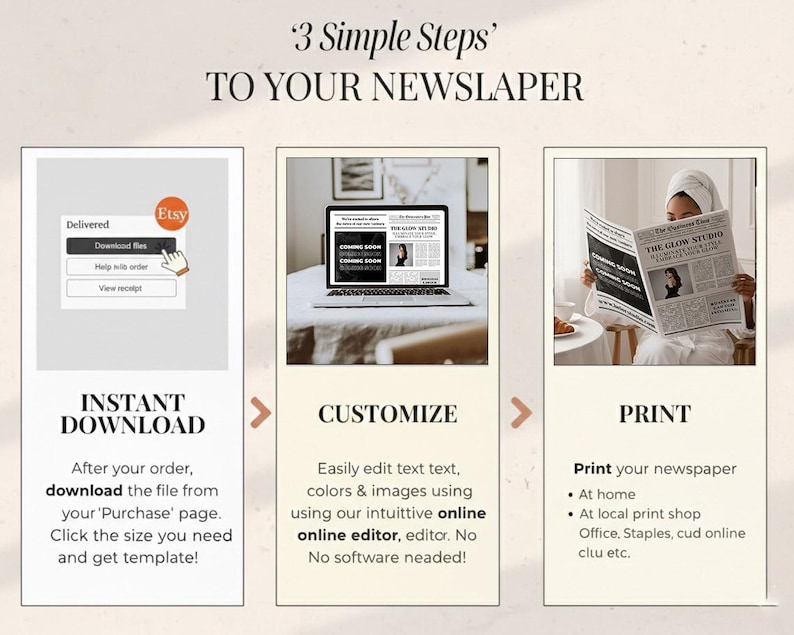 Editable Newspaper Template for Business Launch Announcement, Printable ...