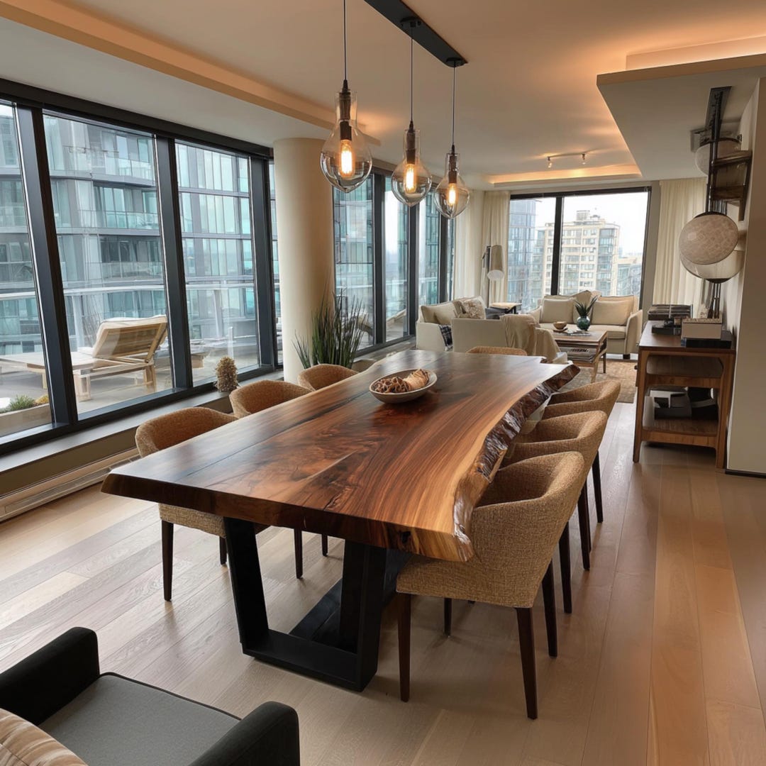Handmade Live Edge Walnut Dining Table, Solid Wood Farmhouse Table - Etsy