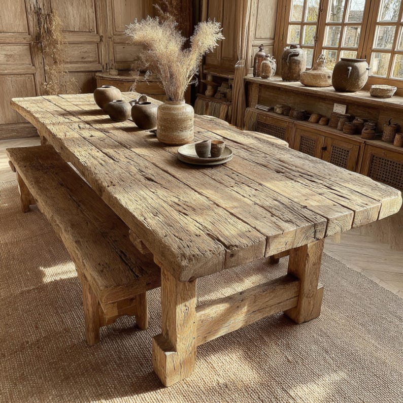 Rustic Wooden Table, Solid Wooden Table, Live Edge Wooden Table ...