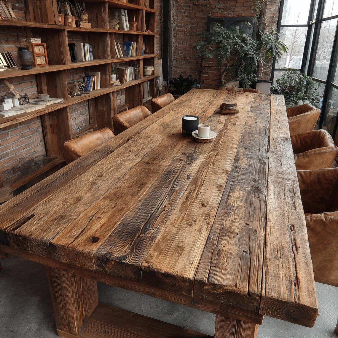 Wooden Live Edge Farmhouse Dining Table, Handmade Solid Walnut Table ...