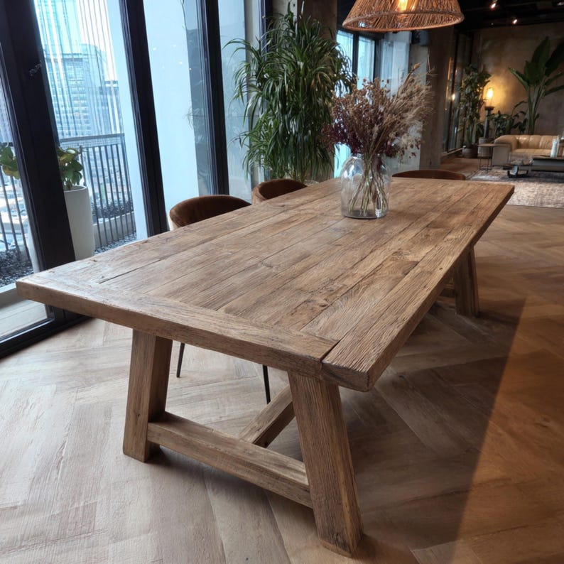Solid Wooden Farmhouse Dining Table, Handmade Live Edge Walnut Table ...