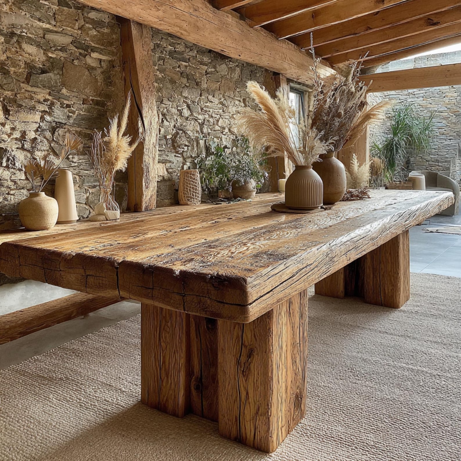Handmade Rustic Wooden Table, Live Edge Solid Walnut Dining Table ...