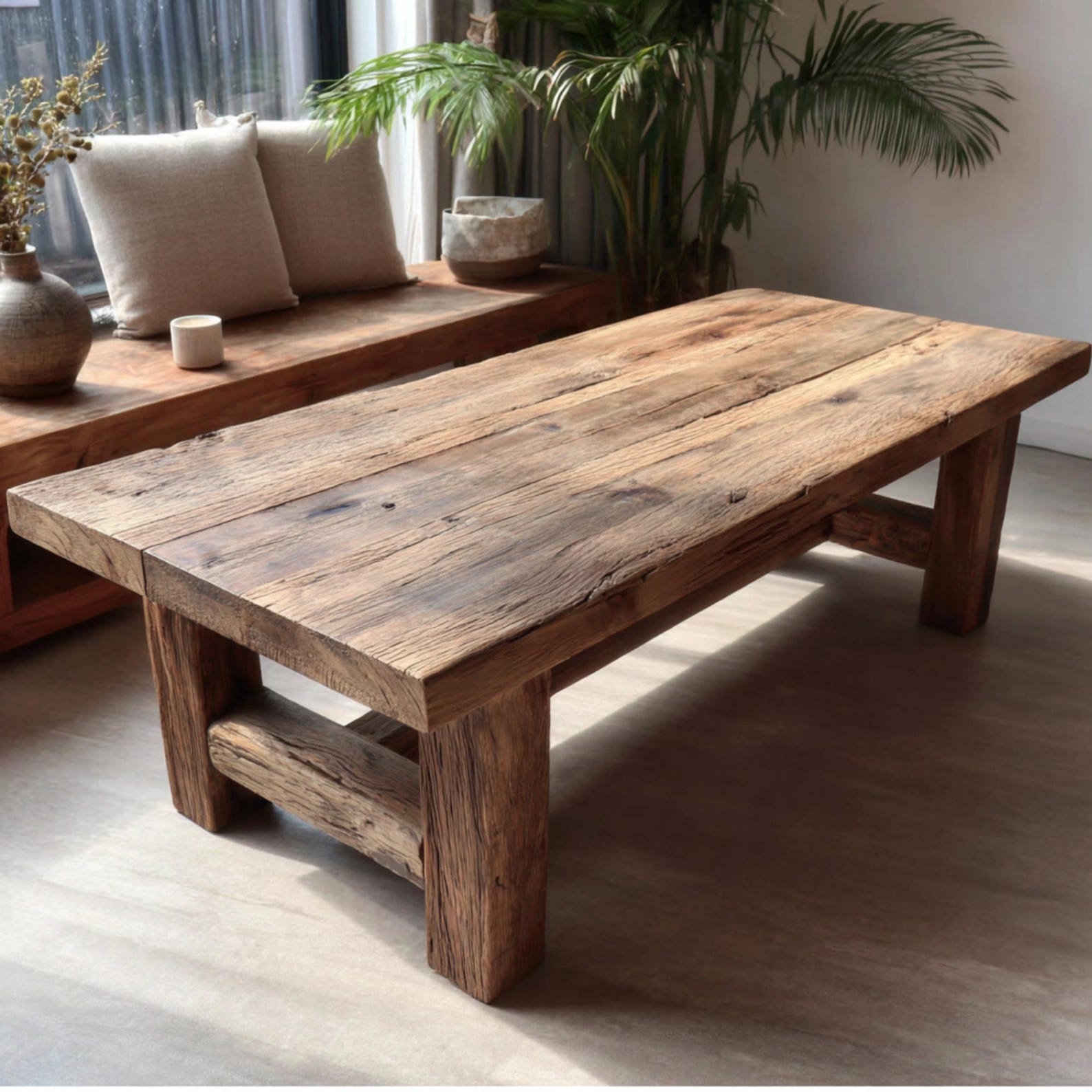 Farmhouse Wooden Live Edge Table, Handmade Solid Walnut Dining Table ...
