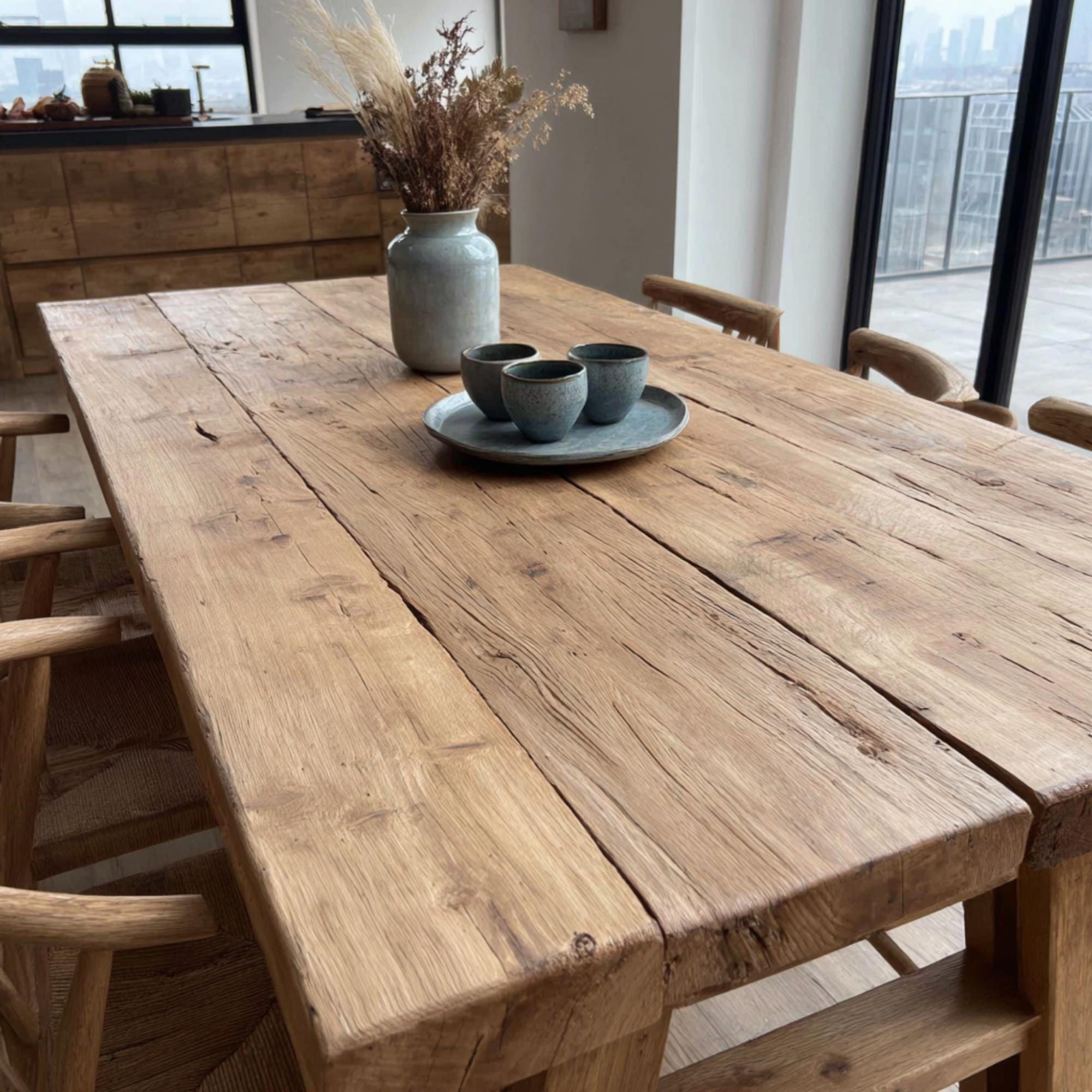 Farmhouse Wooden Live Edge Table, Handmade Solid Walnut Dining Table ...